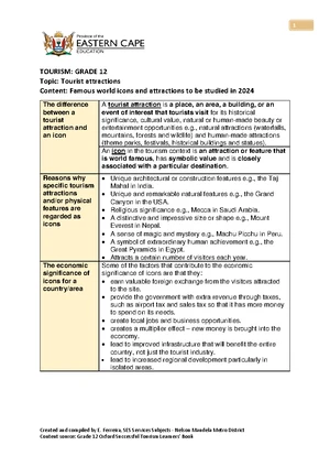 01 World Heritage Sites Notes Gr 12 Tourism Term 3 Ecdoe (1) - TOURISM ...