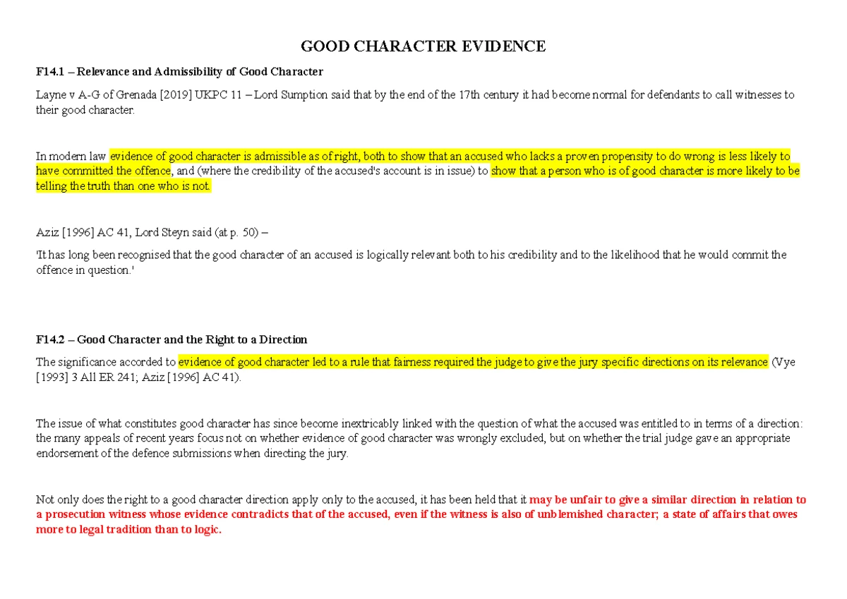 S.100 CJA 2003: Guidelines on Non-Defendant’s Bad Character Evidence ...
