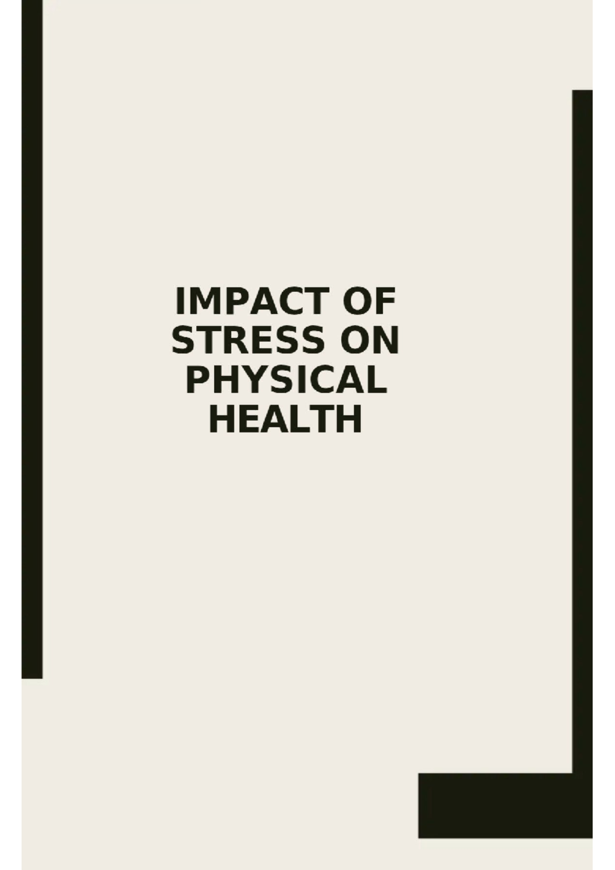 Impact of Stress on Physical Health: Mechanisms & Interventions - Studocu