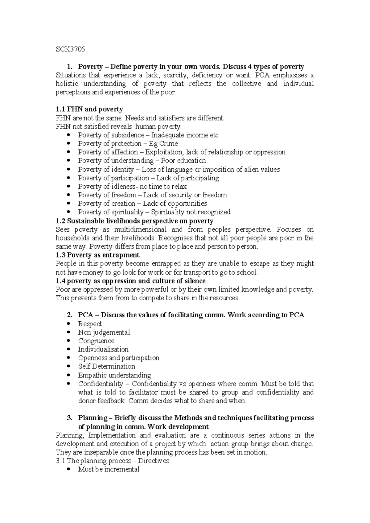 SCK3705 - Understanding Poverty and Community Development Principles - Studocu