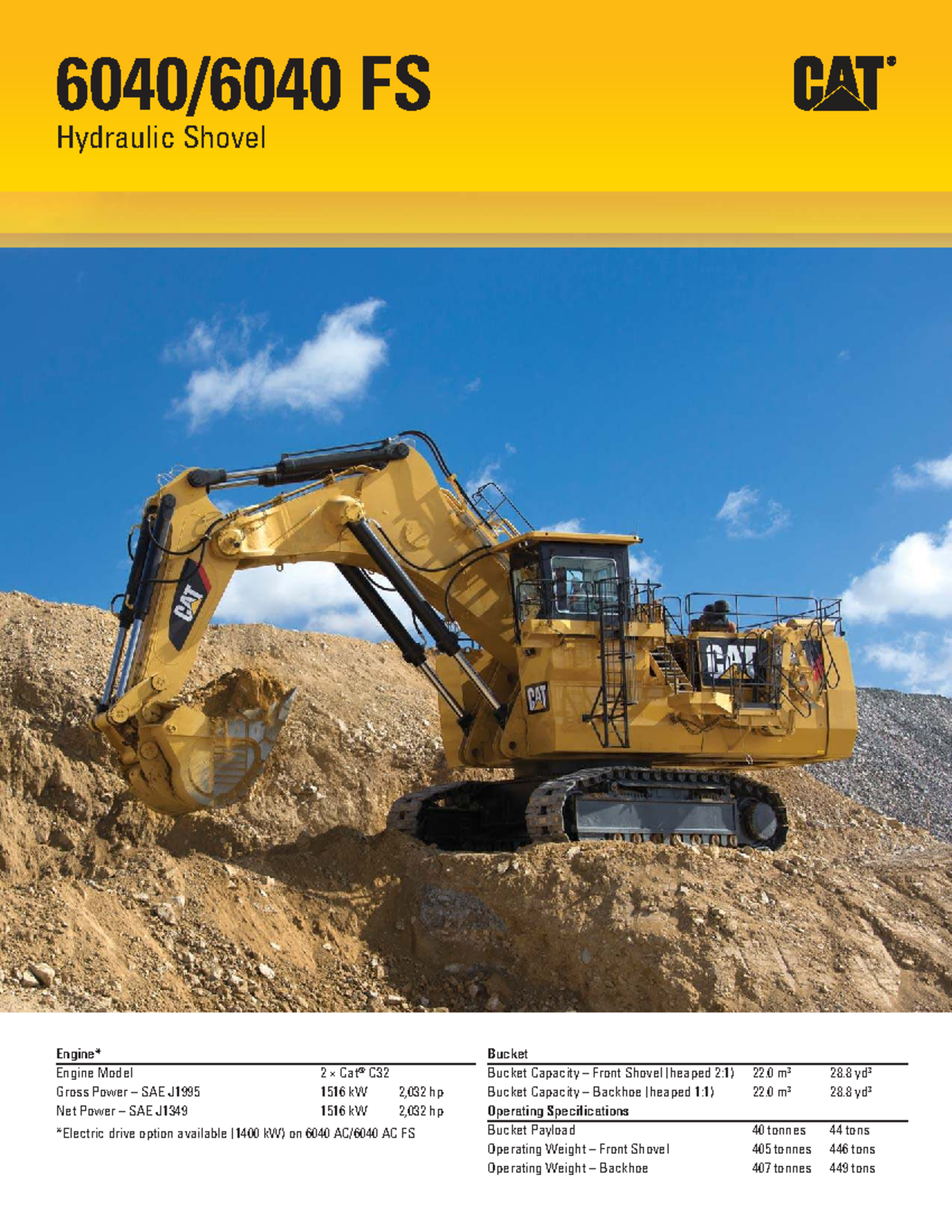 CAT 6040 FS Hydraulic Shovel Engine Model Overview and Specs - Studocu