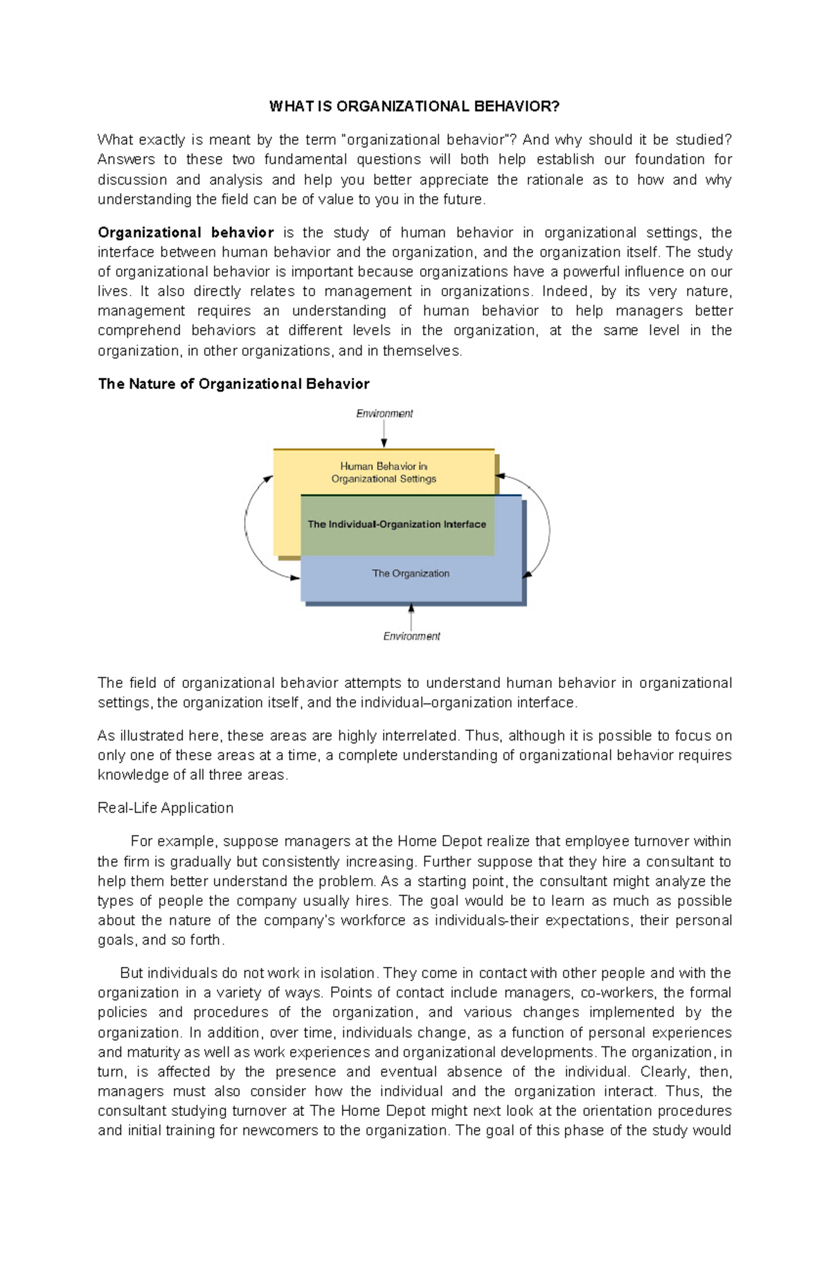 Module 1 - Lecture notes 1 - WHAT IS ORGANIZATIONAL BEHAVIOR? What ...