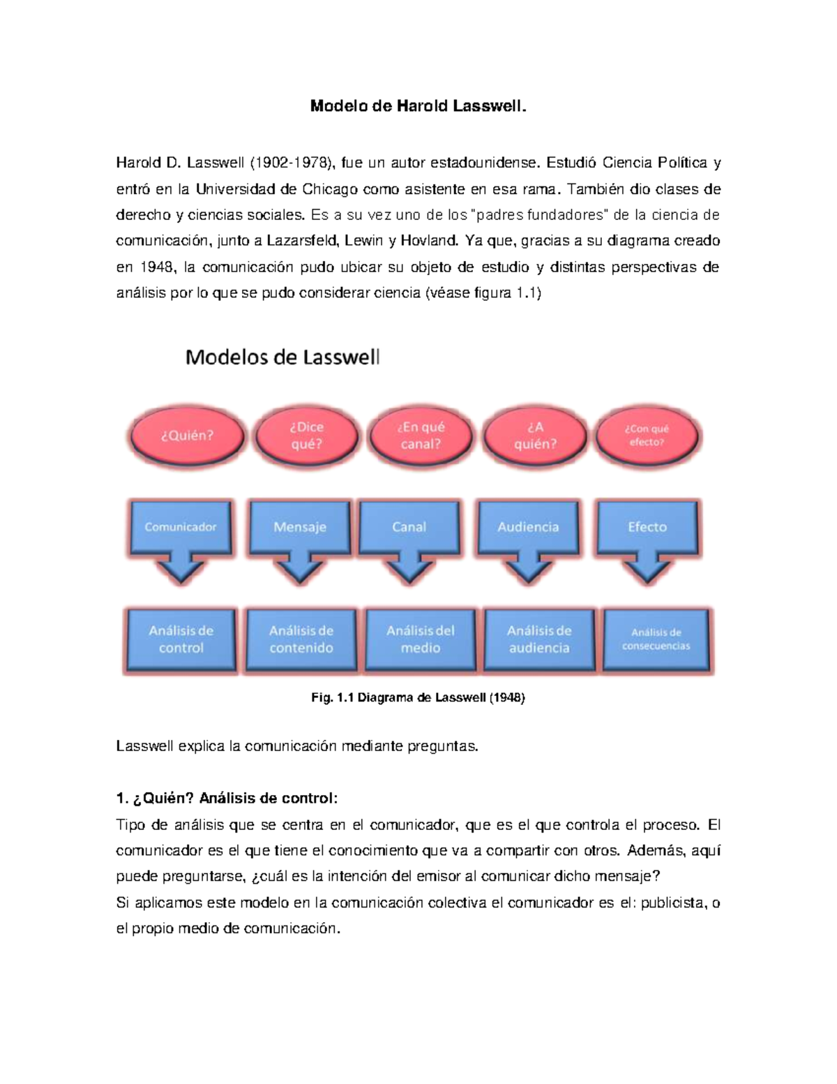 Modelos de Comunicación: Lasswell y Castells en Análisis Crítico - Studocu
