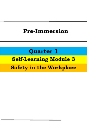 PRE- Immersion 12-Q3- SLM4 module week 1 and 4 - Pre- Work Immersion – Grade 12 Quarter 3 ...