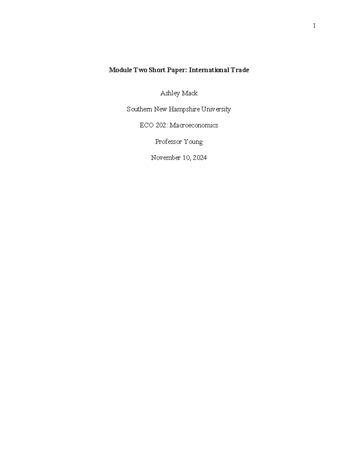 ECO 202 Module Two Short Paper: Insights on International Trade - Studocu