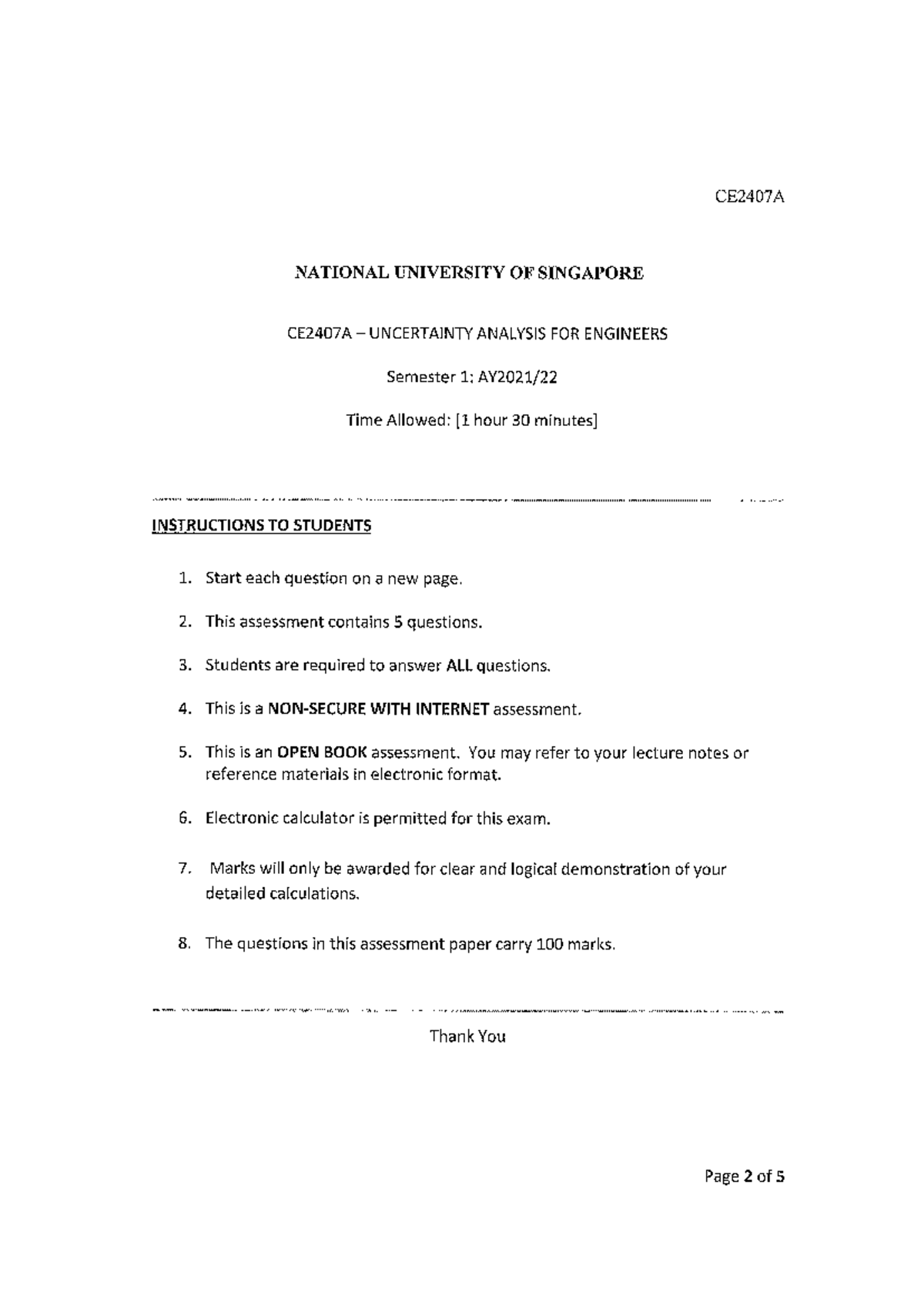 CE2407A - 21-22 Semester 1 Final Exam Review Guide - Studocu