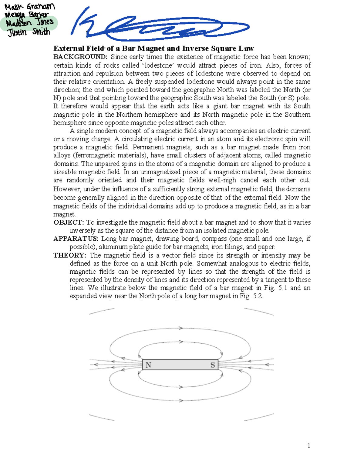 External Field of a Bar Magnet & Inverse Square Law - PHYS 6 - Studocu