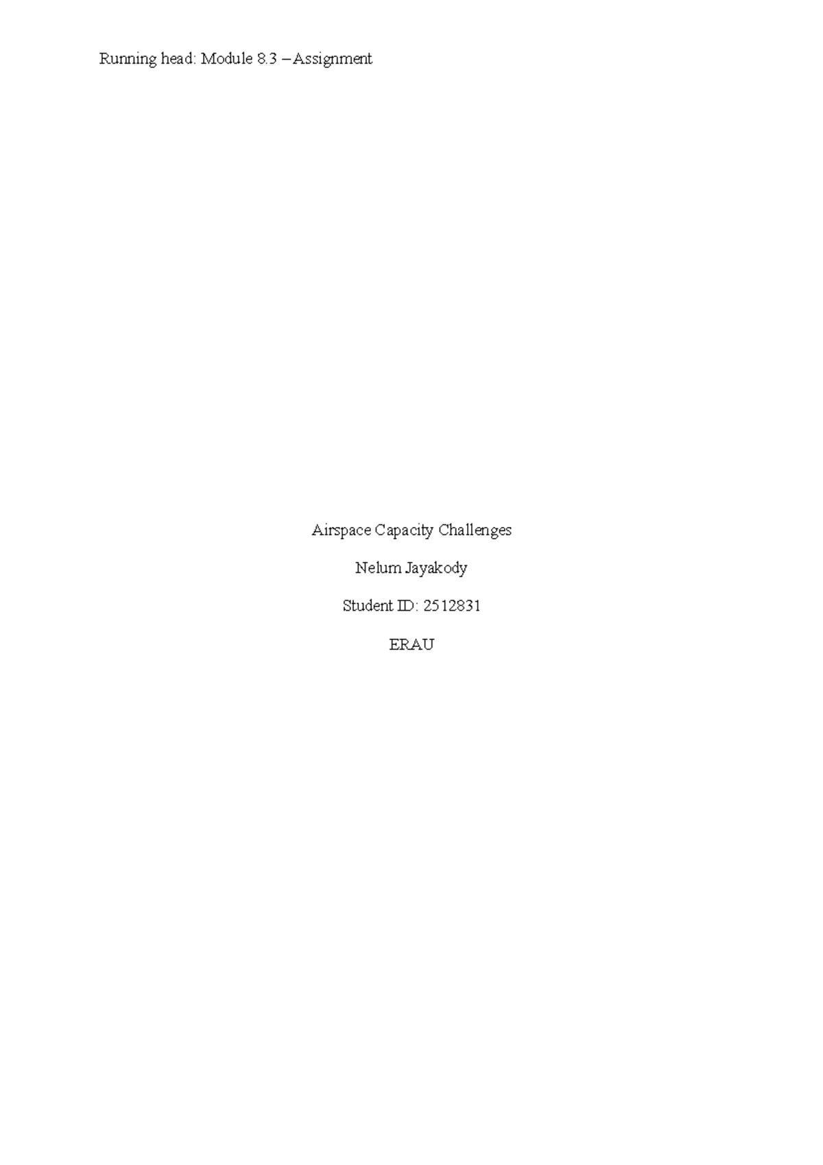Nelum Jayakody- Module 8 - Airspace Capacity Challenges Nelum Jayakody ...