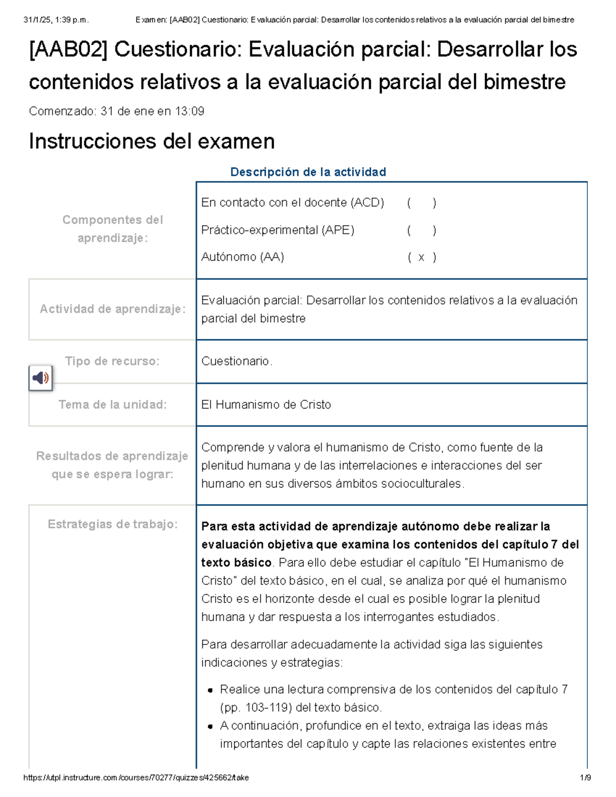 Examen [AAB02] Cuestionario Evaluación parcial Desarrollar los contenidos relativos a la ...