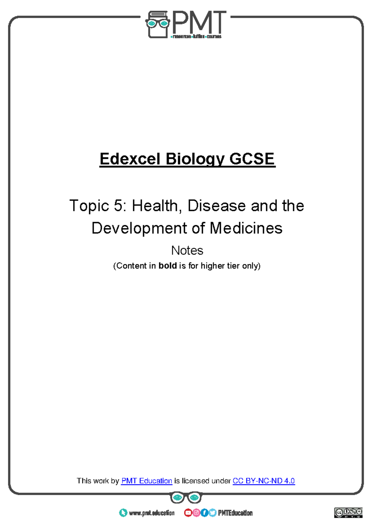 Edexcel Biology GCSE Topic 5: Health, Disease & Medicines Notes - Studocu