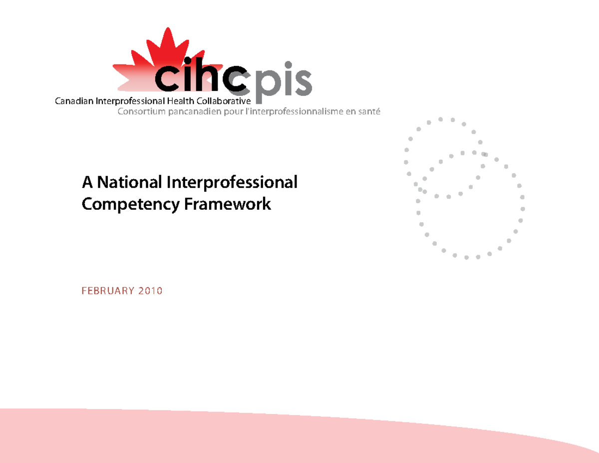 CIHC National Interprofessional Competency Framework Overview - Studocu
