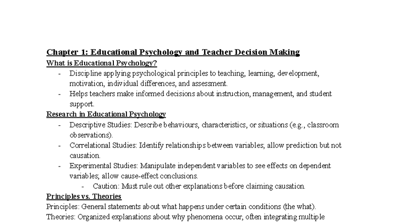 PSYCH 2020: Educational Psychology & Teacher Decision Making Overview ...