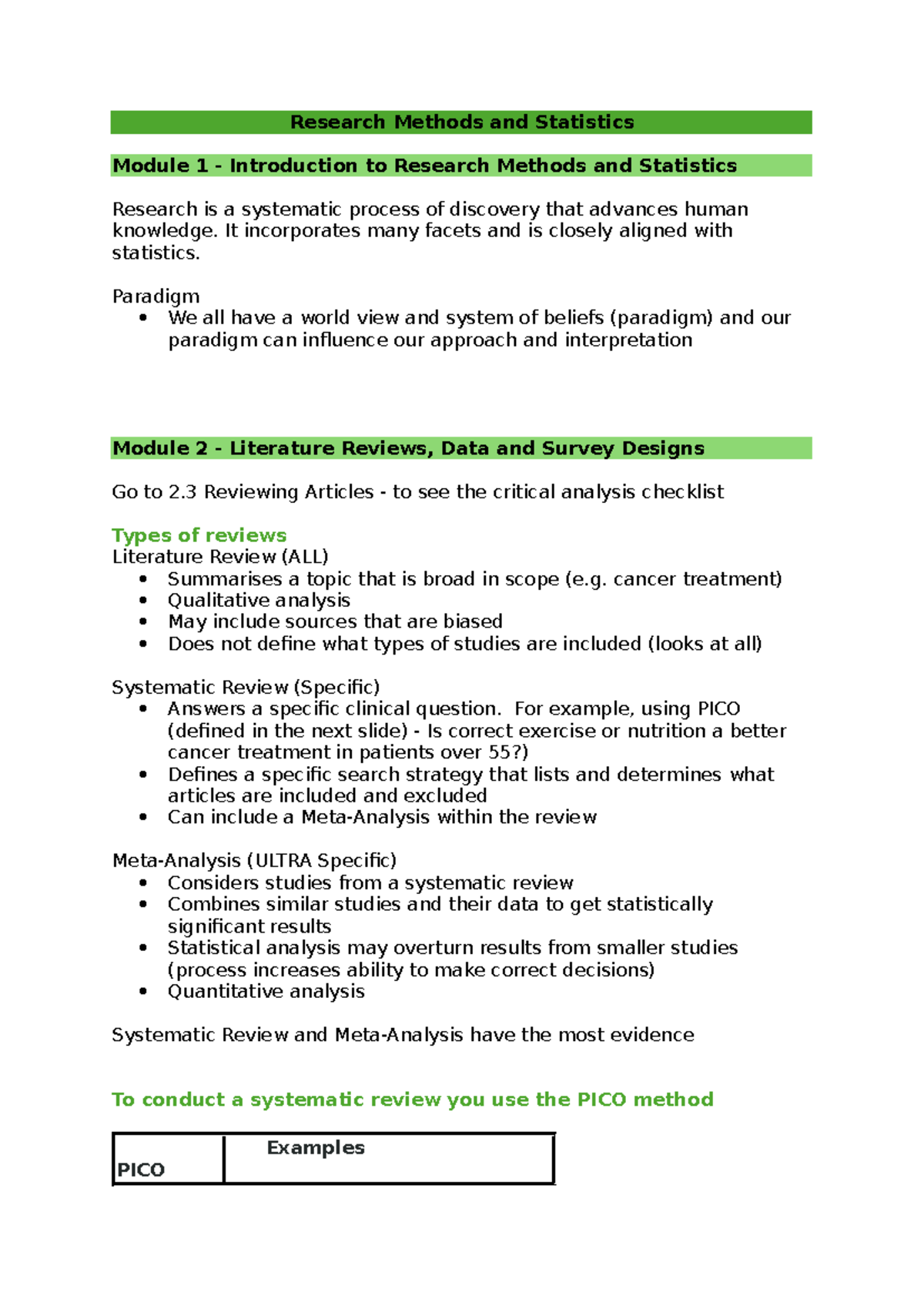 Research Methods and Statistics: Module 1 Overview and Key Concepts ...