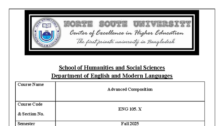 ENG 105 Advanced Composition Course Outline - Fall 2025 - Studocu