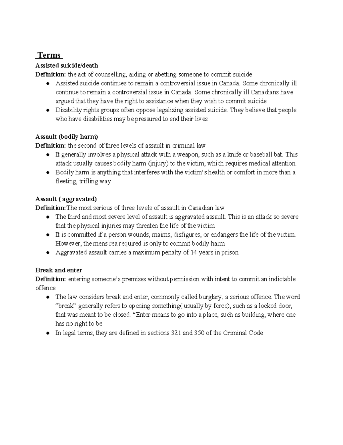 Chapter 7: Key definitions and concepts in Canadian criminal law - Studocu