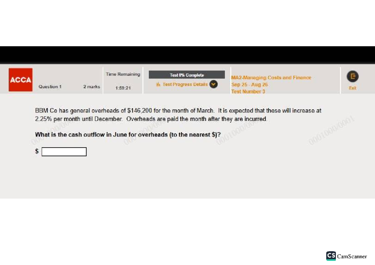 ACCA Costs and Finance E Mock Test 3 - Practice Questions - Studocu