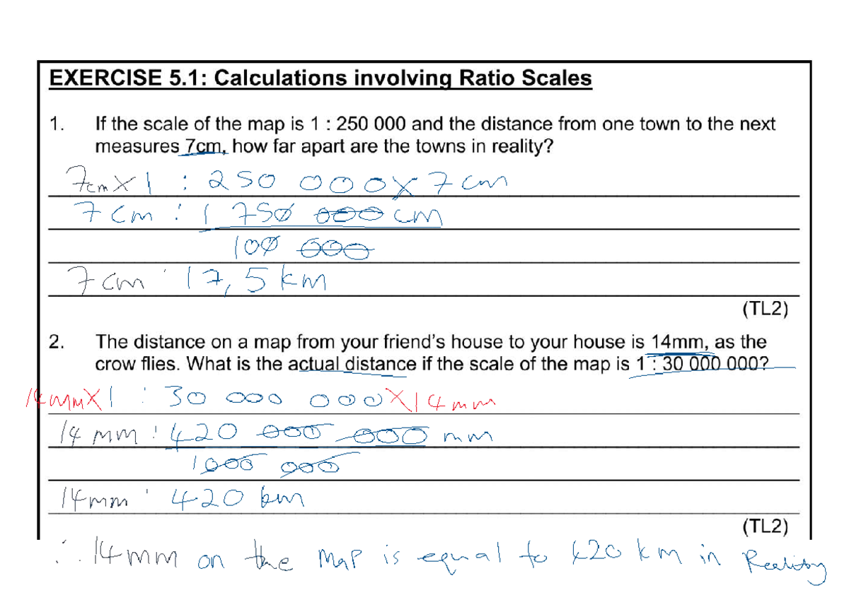 Exercise 5.1: Calculations Involving Ratio Scales (TL2) - Studocu
