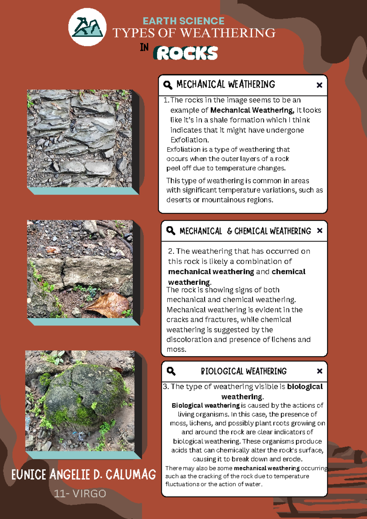 Rocks - just notes - ROCKS EARTH SCIENCE TYPES OF WEATHERING IN ROCKS ...
