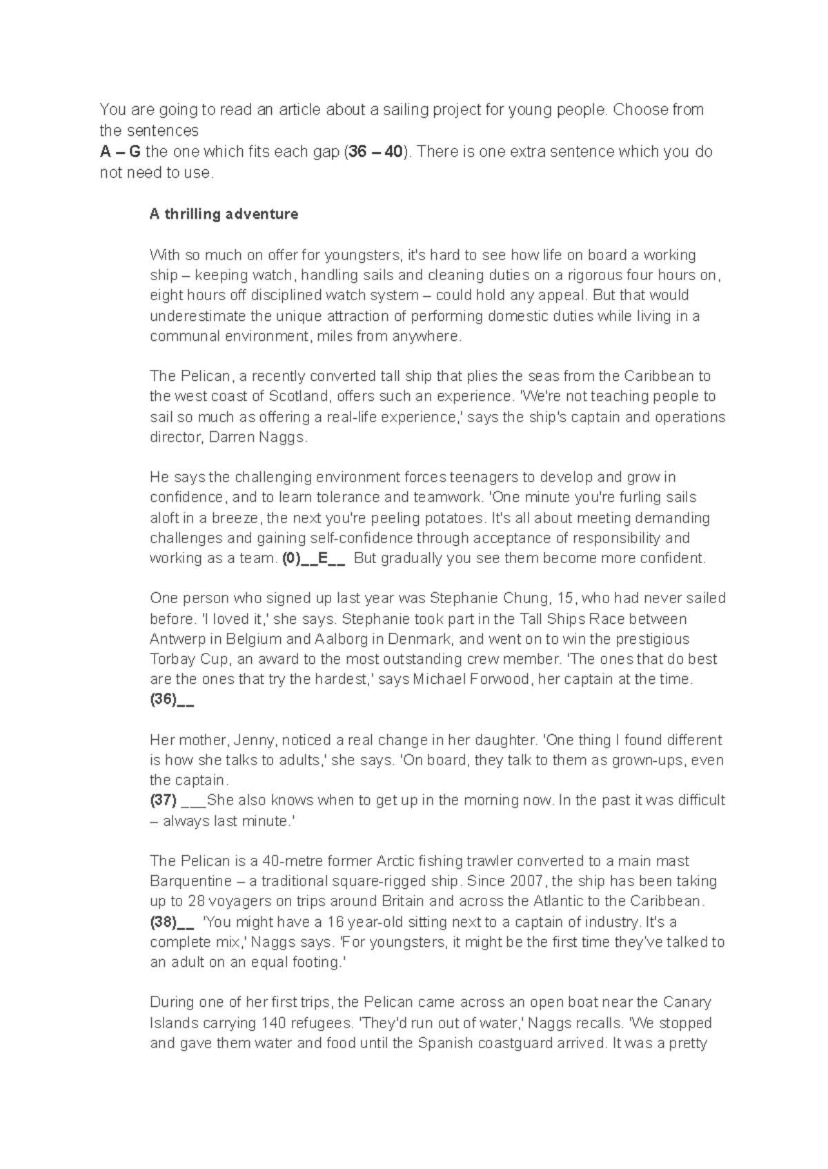 Part 6 - Adv 3 - My English Lab - Reading Comprehension Exercise - Studocu