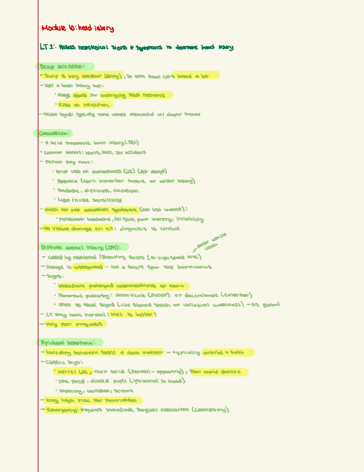 Module 10 & 11 Notes: Trauma Care & Spinal Injury Management - Studocu