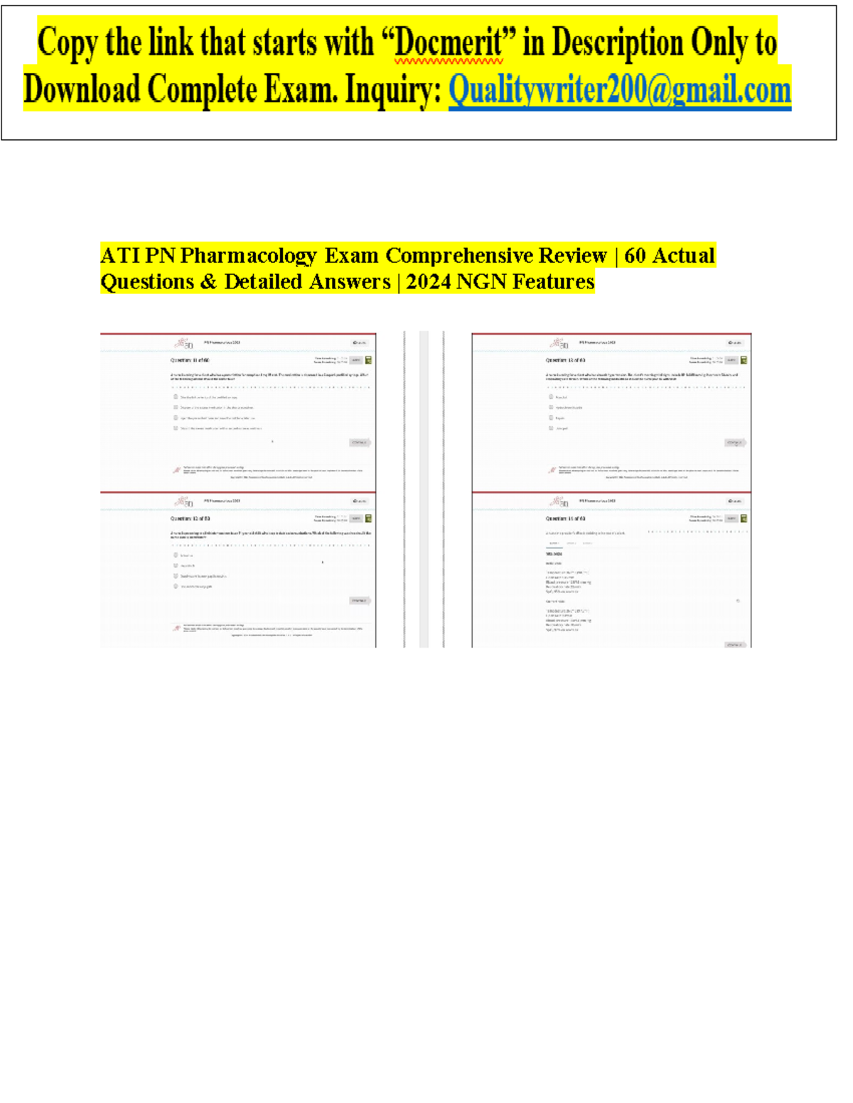 2024 all PN ATI Pharmacology Proctored Exam With NGN All 60 Screenshot ...