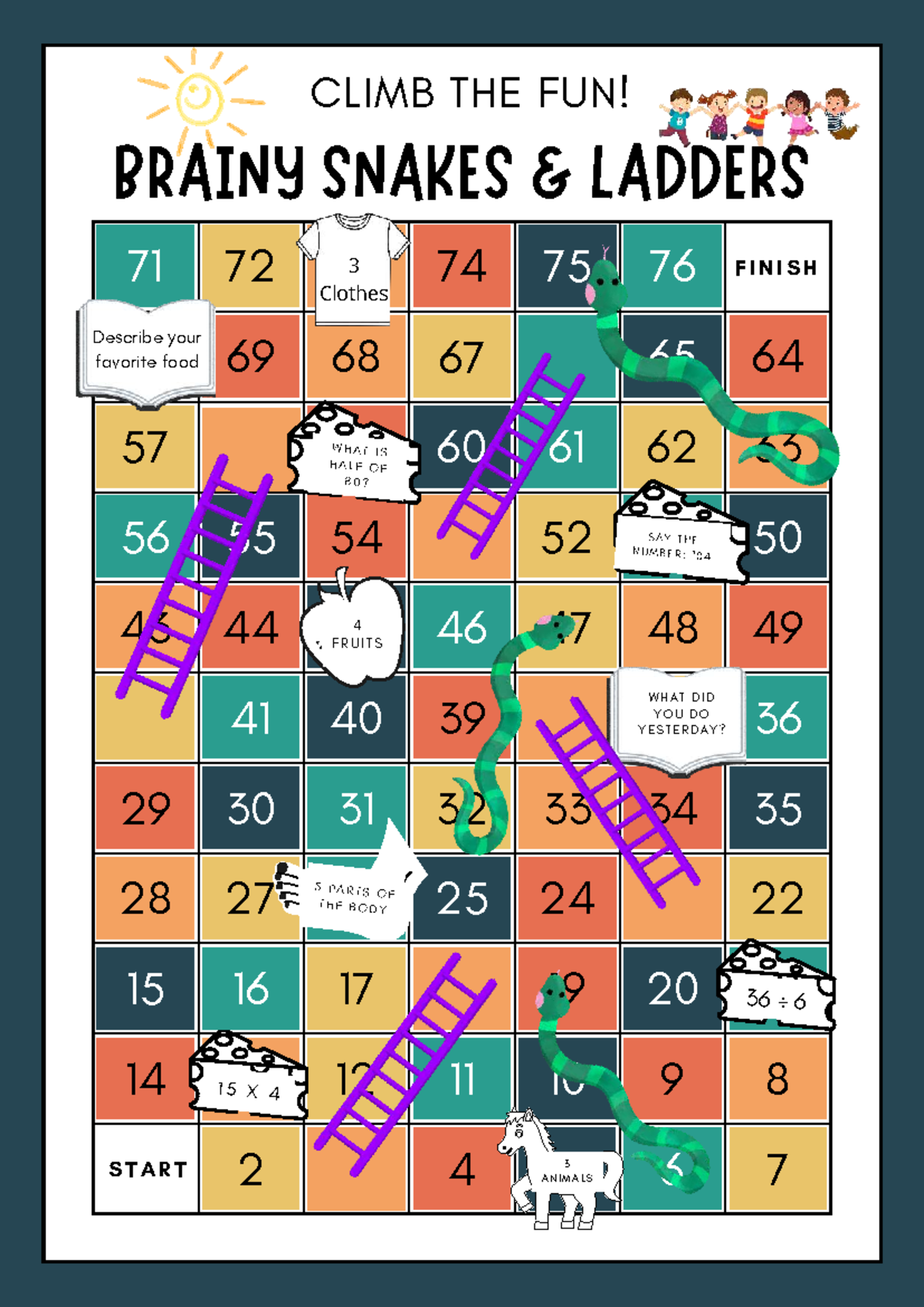 CLIMB THE FUN! HALLOWEEN MATHS GAME WORKSHEET 71 72 - Studocu
