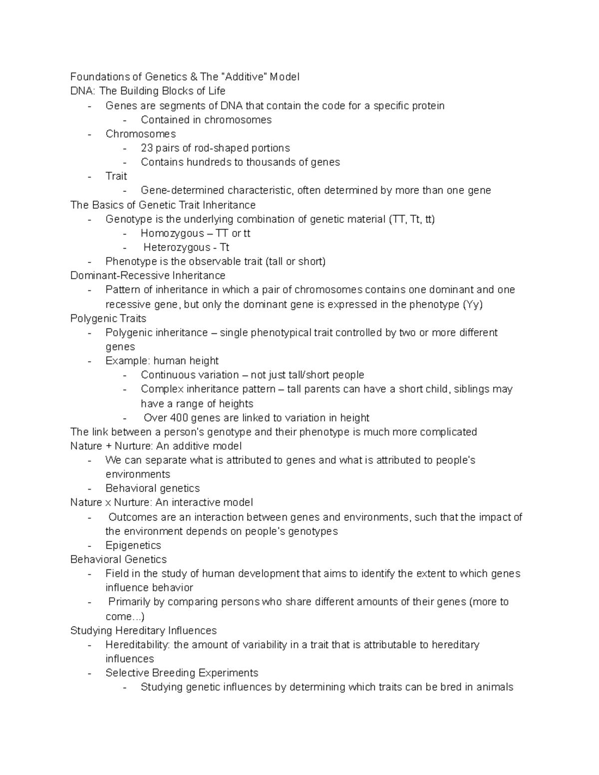 Week 3 ch 2 - Lecture notes week 3 - Foundations of Genetics & The ...