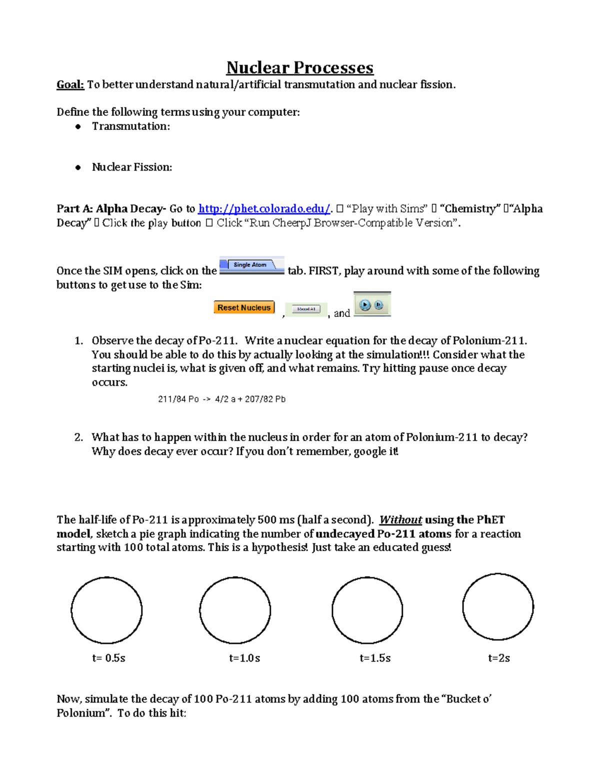 Nuclear Processes: Understanding Transmutation & Fission (PHET) - Studocu