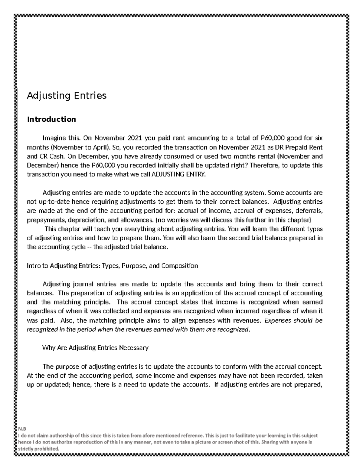 Elem-Acc-M6: Understanding Adjusting Entries in Accounting - Studocu