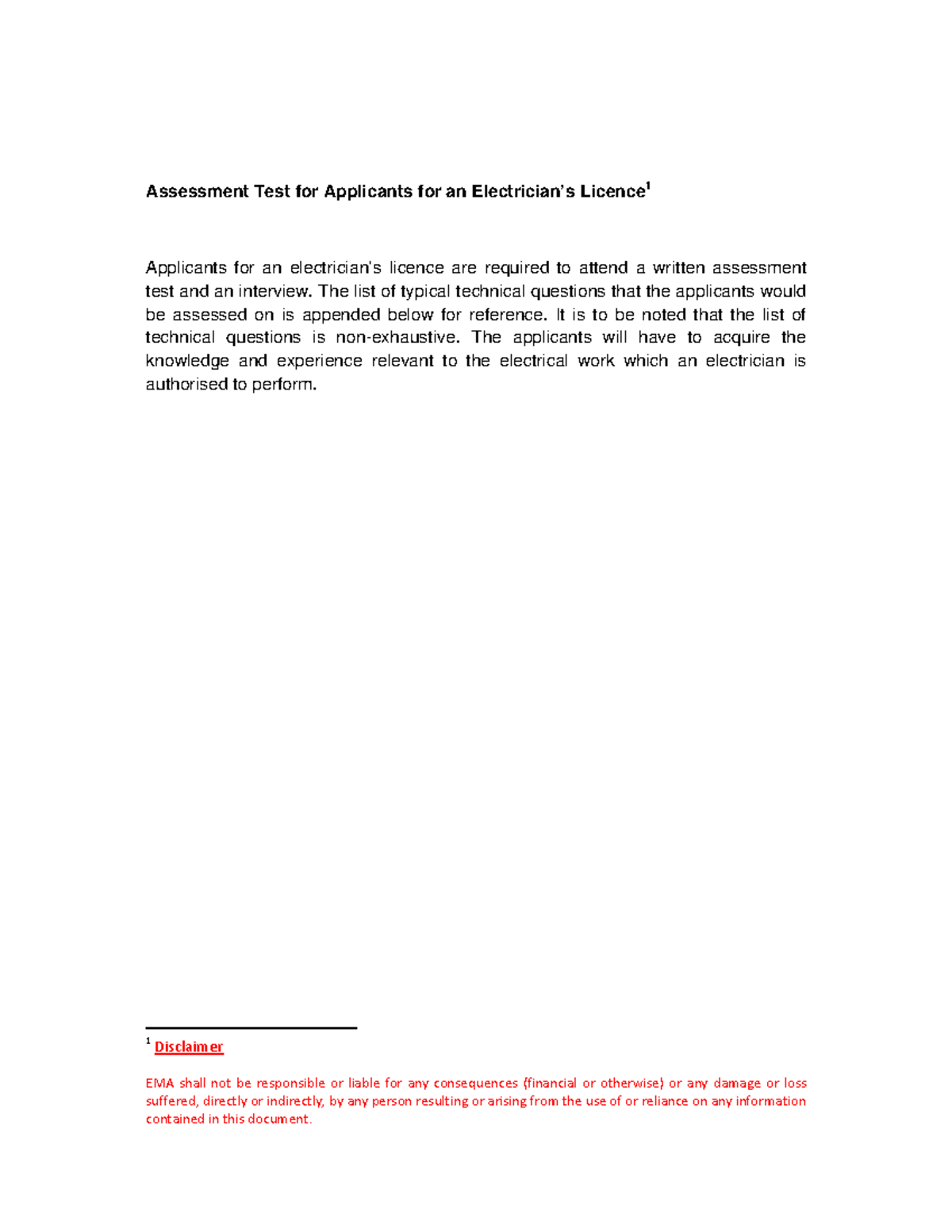 Typical Technical Questions for LEW Electrician License Assessment ...