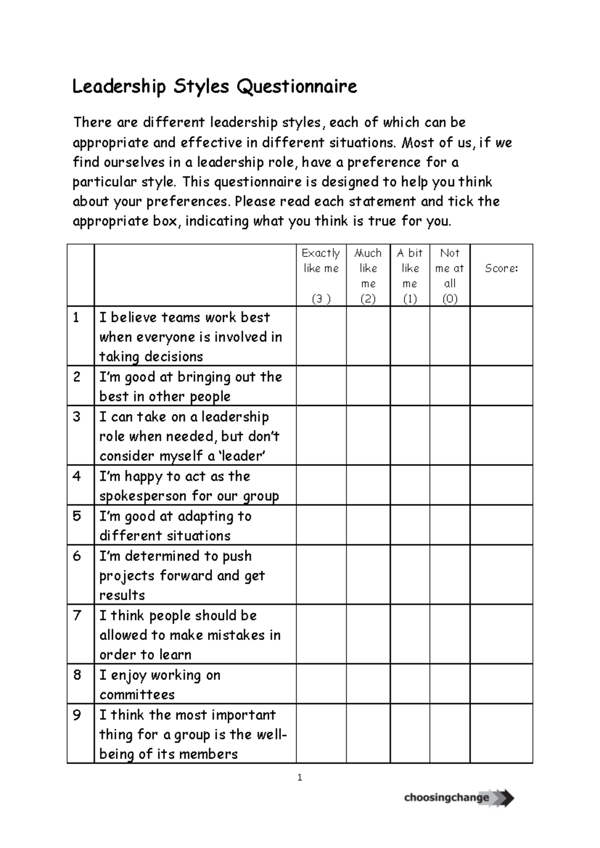 Leadership Styles Questionnaire: Understanding Your Preferences - Studocu