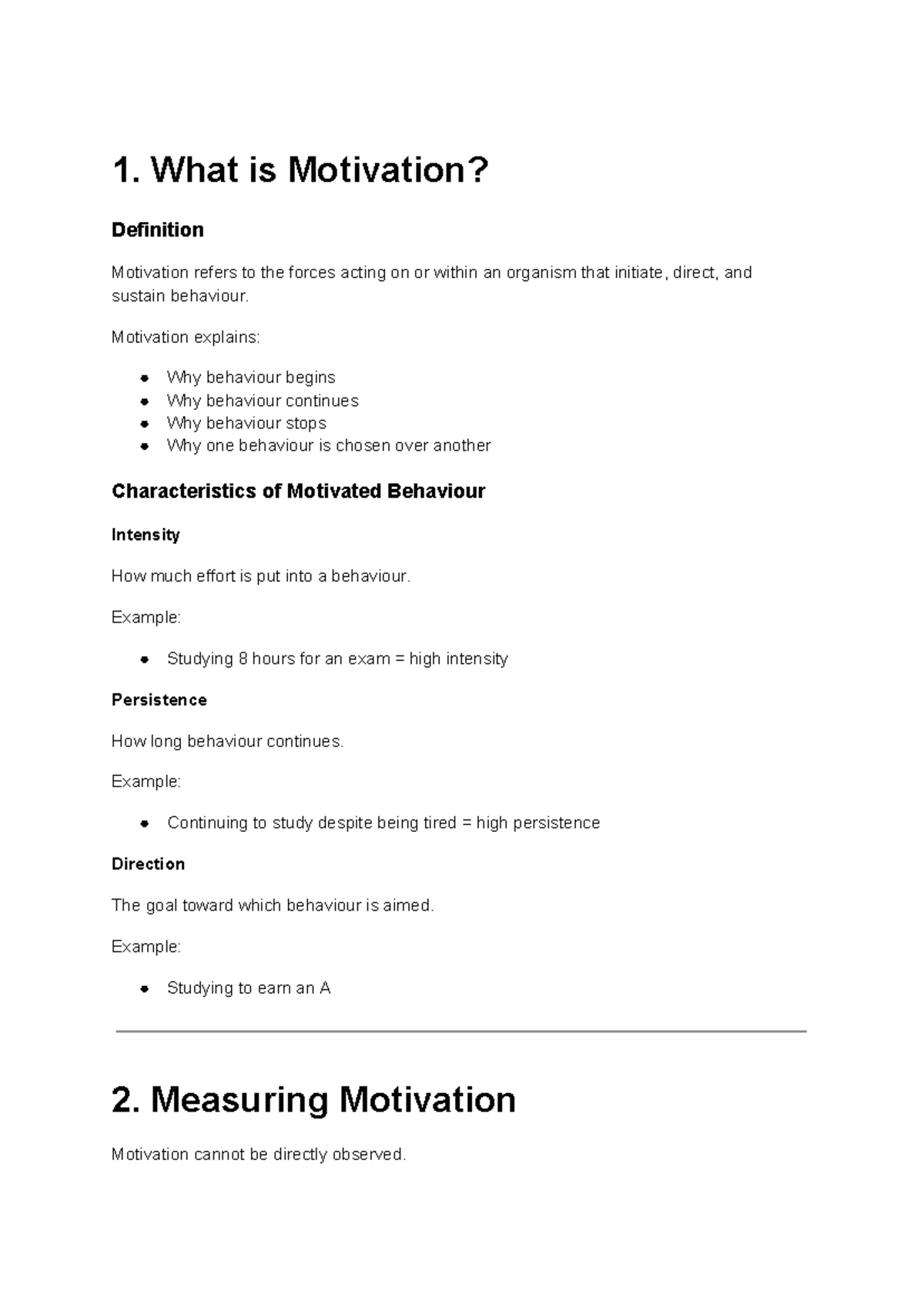 Psychology 101: Comprehensive Notes on Motivation Concepts - Studocu