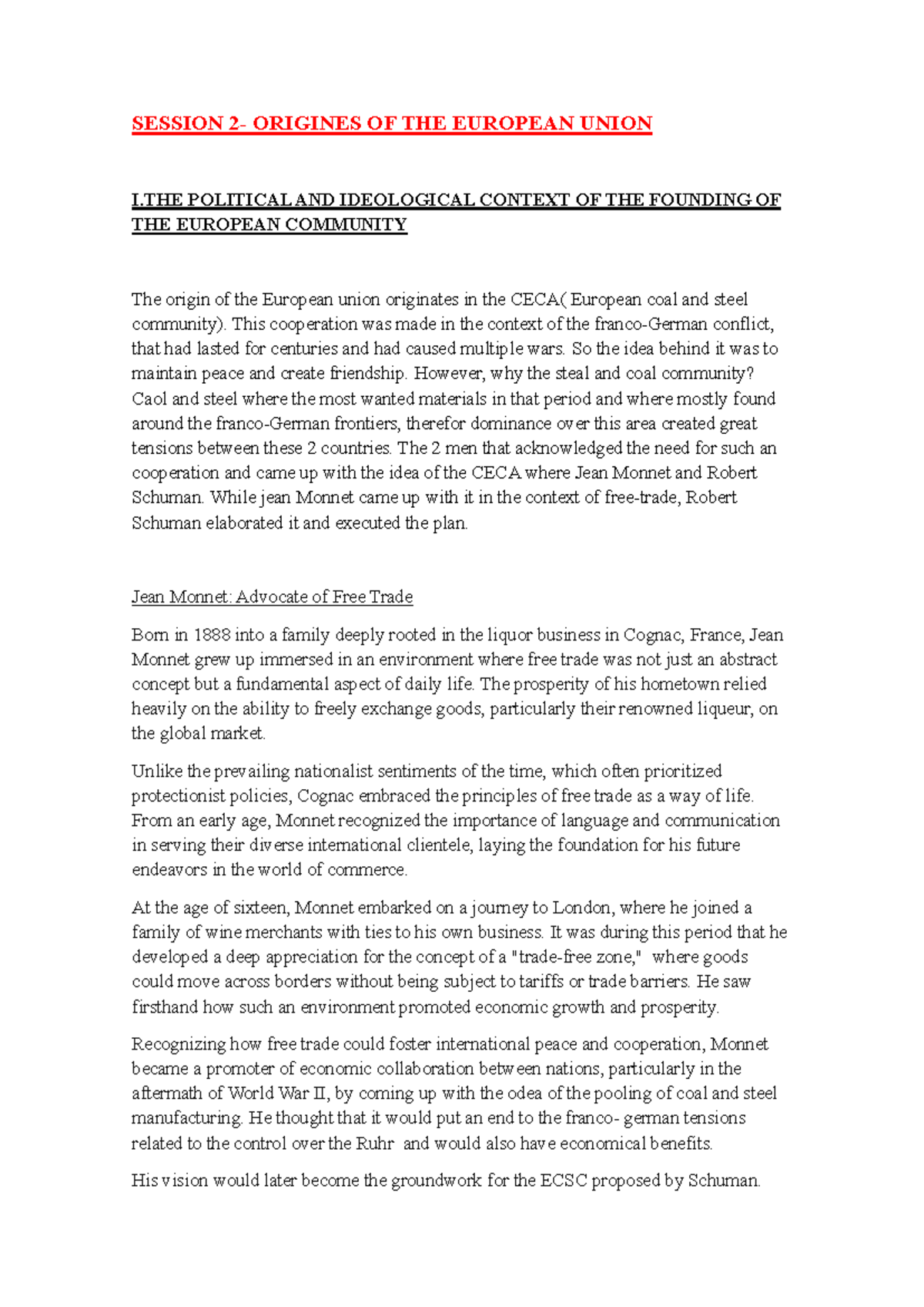 Final Exam Notes: Origins of the European Union (EU) and Key Treaties ...