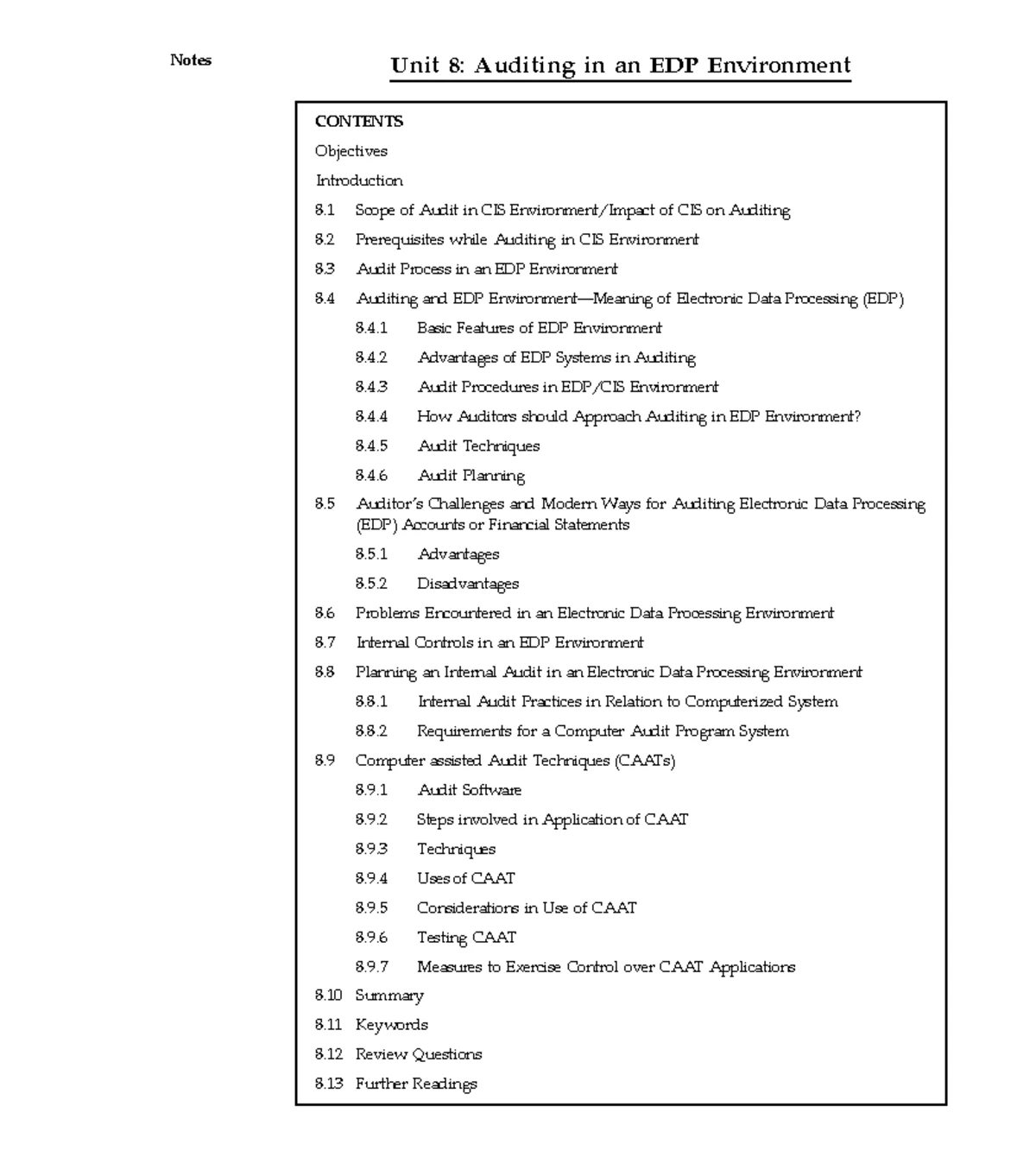 Auditing IN EDP - Notes Unit 8: Auditing in an EDP Environment ...
