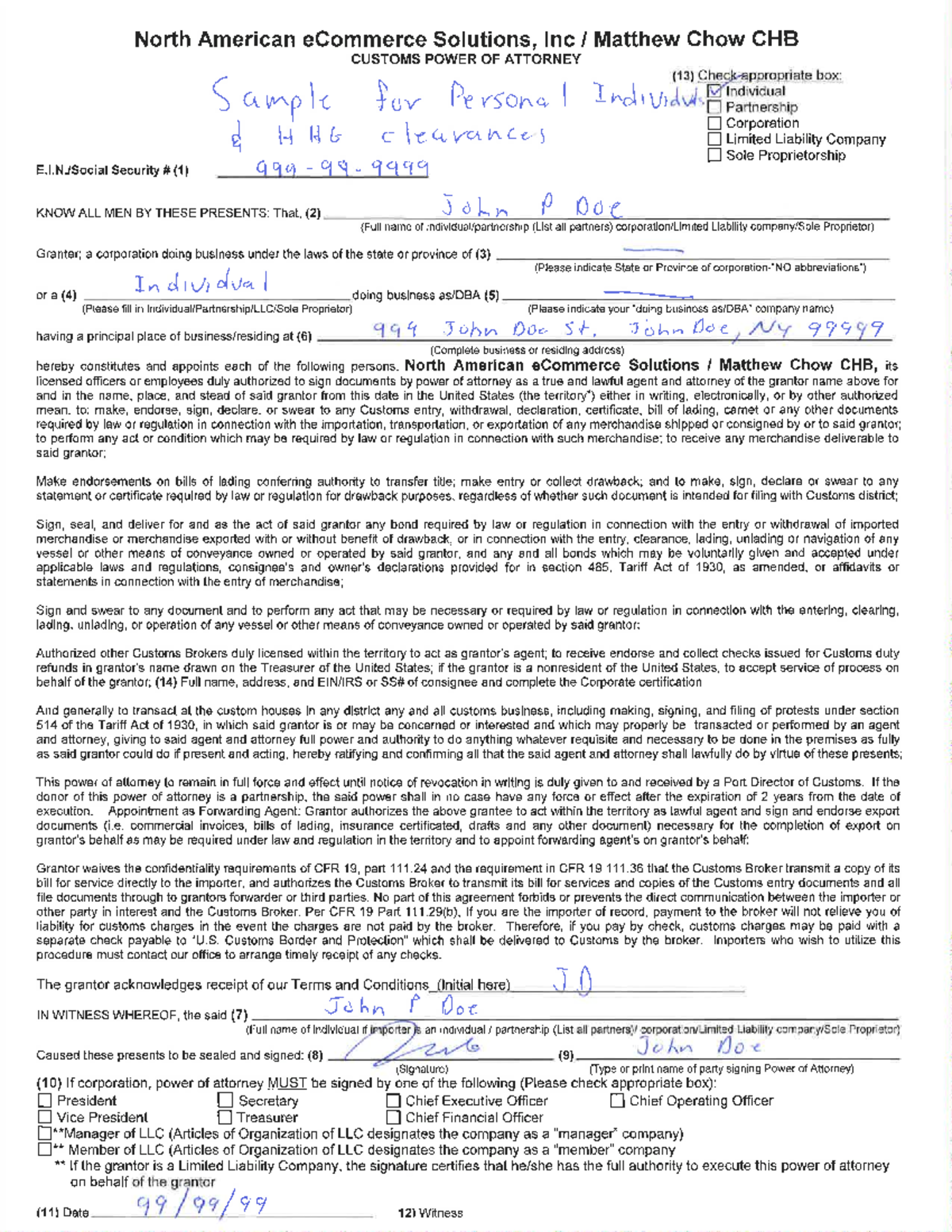 Sample Power of Attorney (POA) Form - Naecosol CHB - Studocu