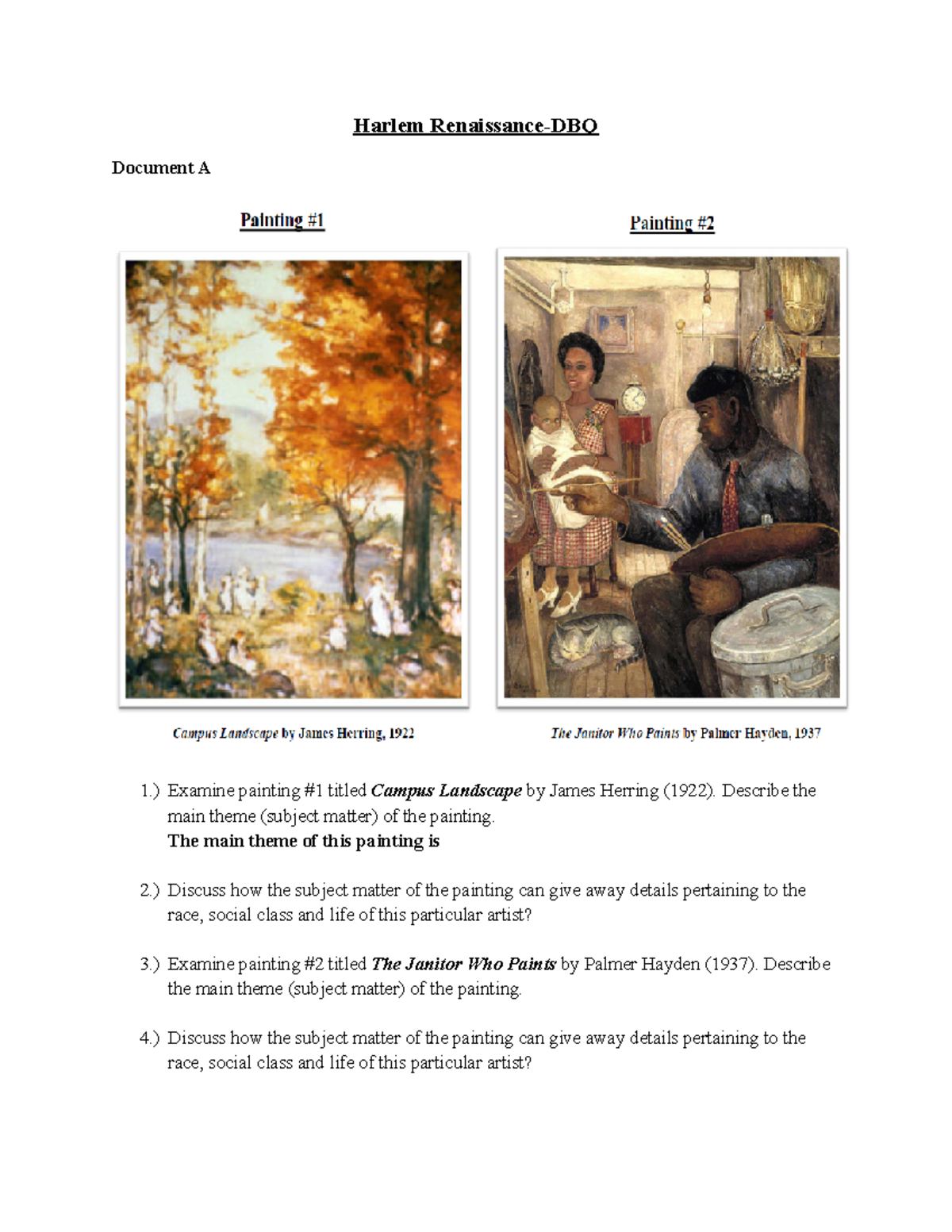 Kiesha L. Harlem Renaissance DBQ Study Guide - 2018 Analysis - Studocu