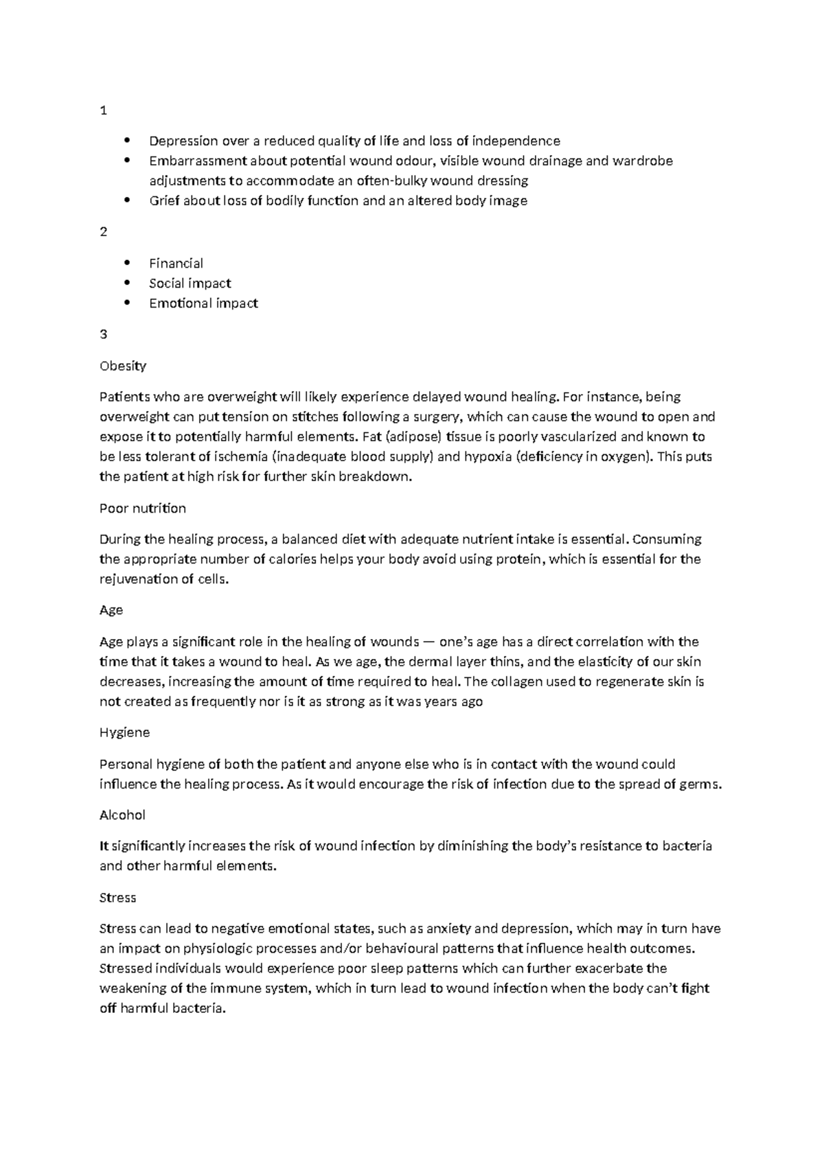 Obesity and Wound Healing: Lecture Notes on Impact Factors - Studocu