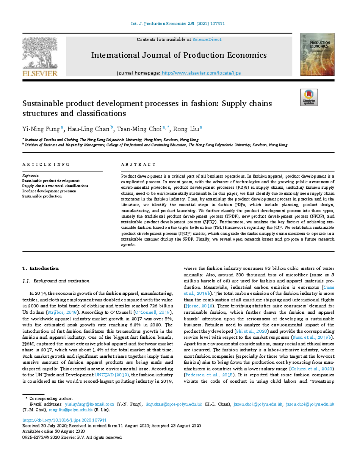 Sustainable Product Development Processes in Fashion: A Comprehensive ...