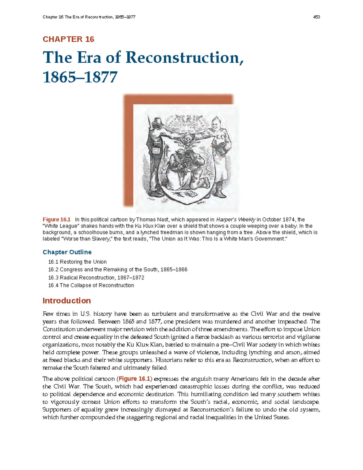 U.S. History: Chapter 16 - The Era of Reconstruction (1865-1877 ...
