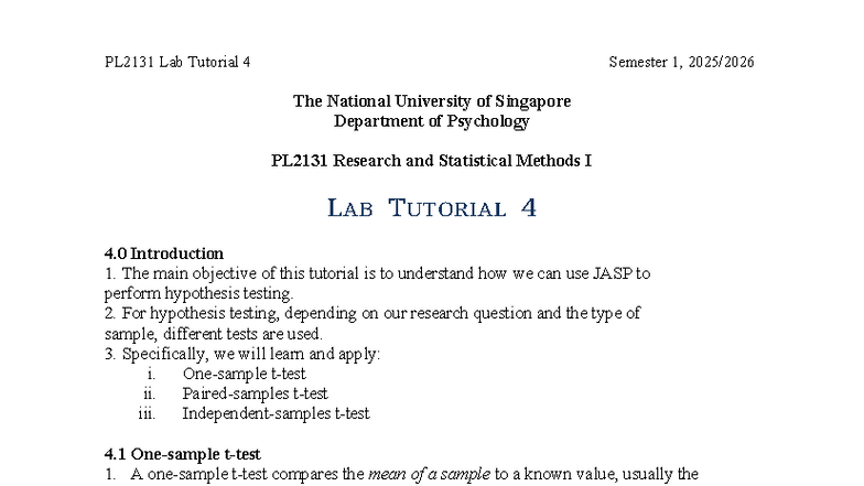 PL2131 Lab Tutorial 4 Handout - The National University of Singapore ...