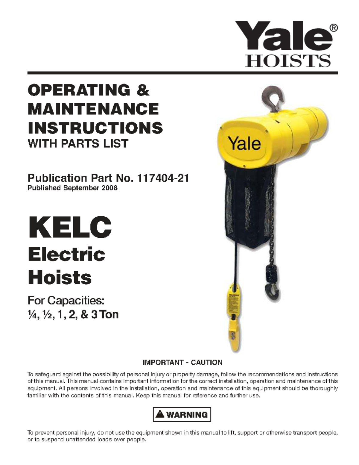 YALE Hoist Operation & Maintenance Manual (KALC 1-3 TON) - Studocu