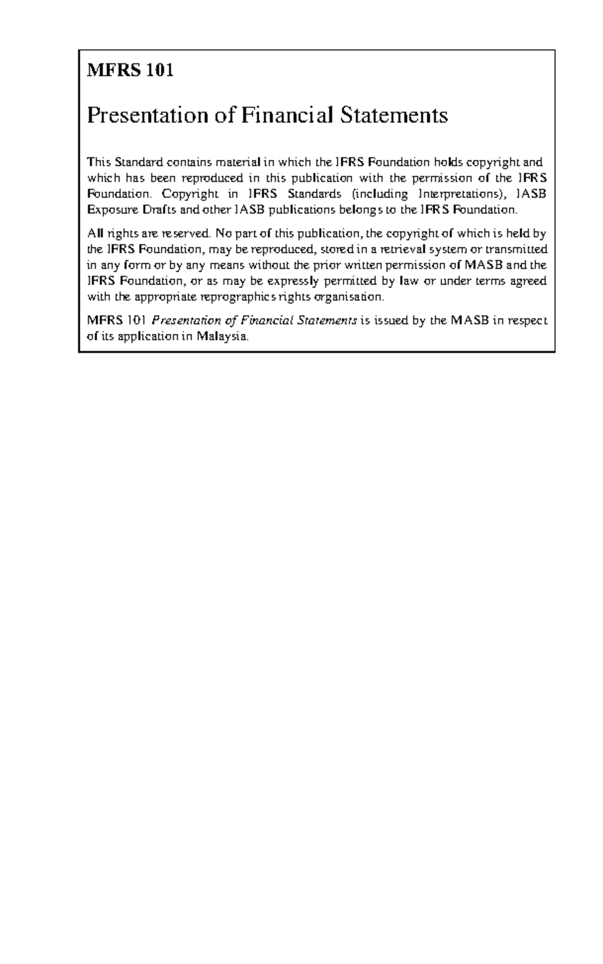 MFRS 101: Presentation of Financial Statements Overview and Guidelines ...