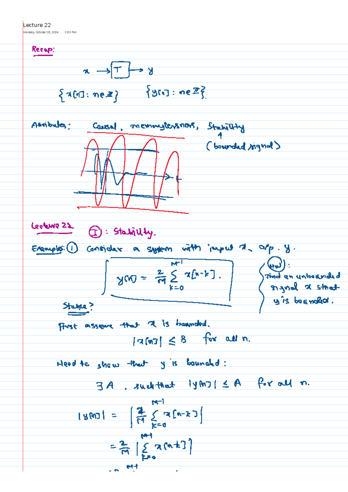 Lec22 - Notes on Linear Systems & Signal Processing Concepts - Studocu