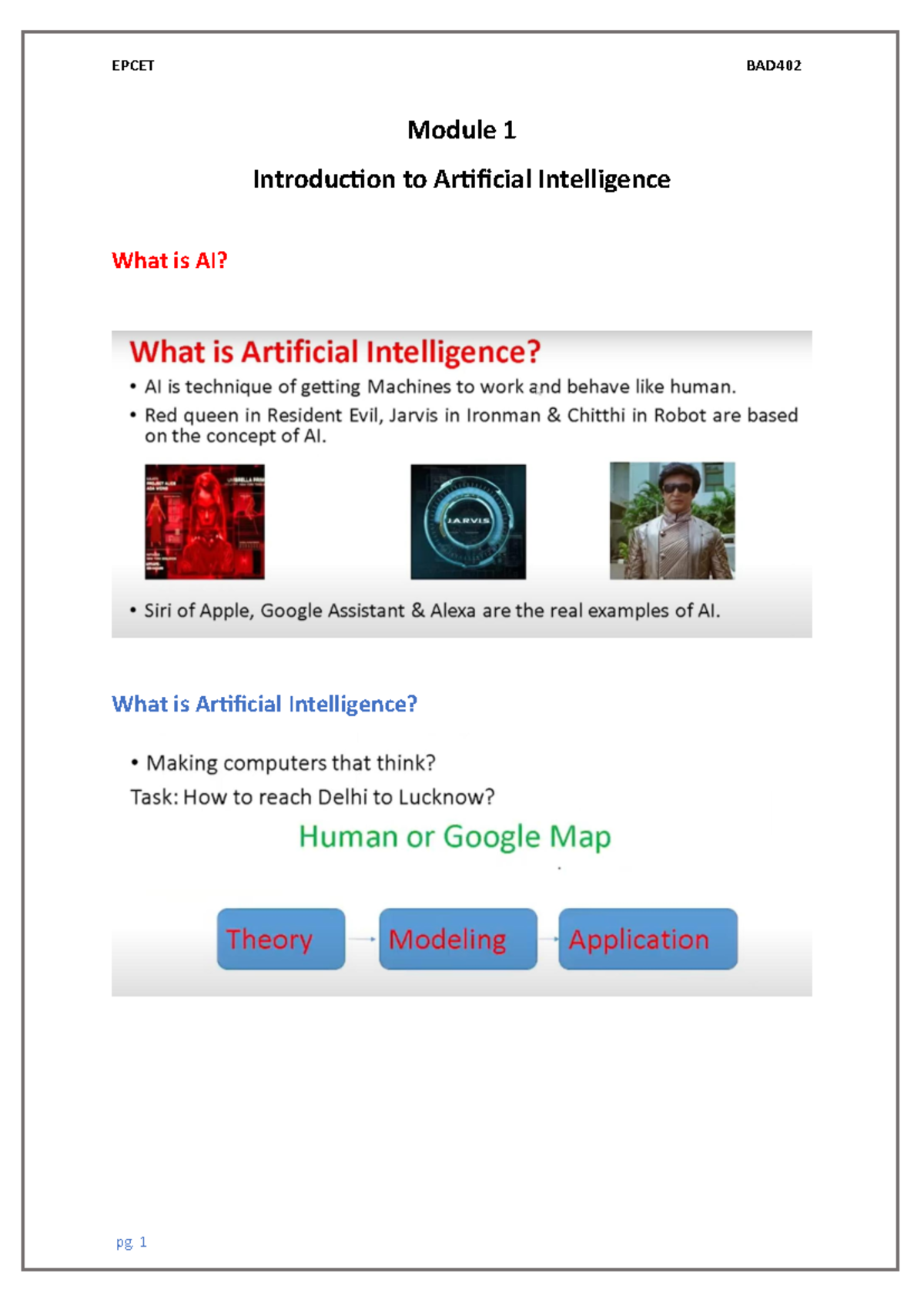 AI - Module 1 notes - Basic to Advance - Module 1 Introduction to ...