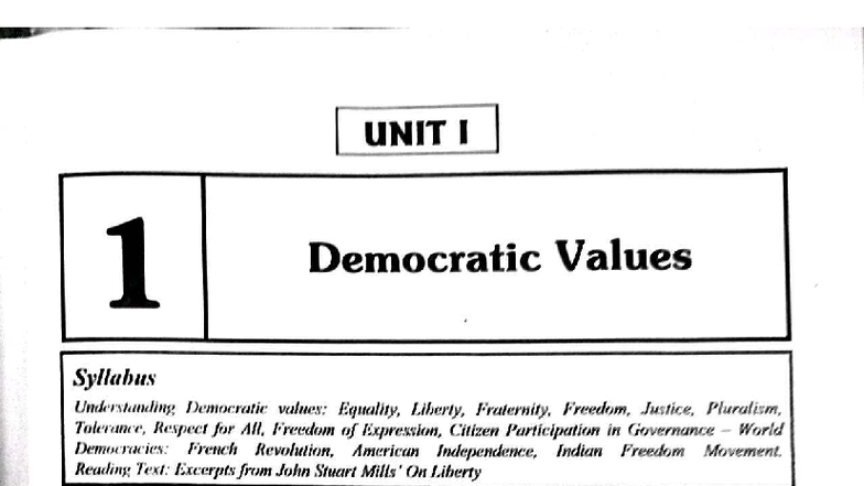 HVE 101 - Unit I: Understanding Democratic Values and World Democracies ...