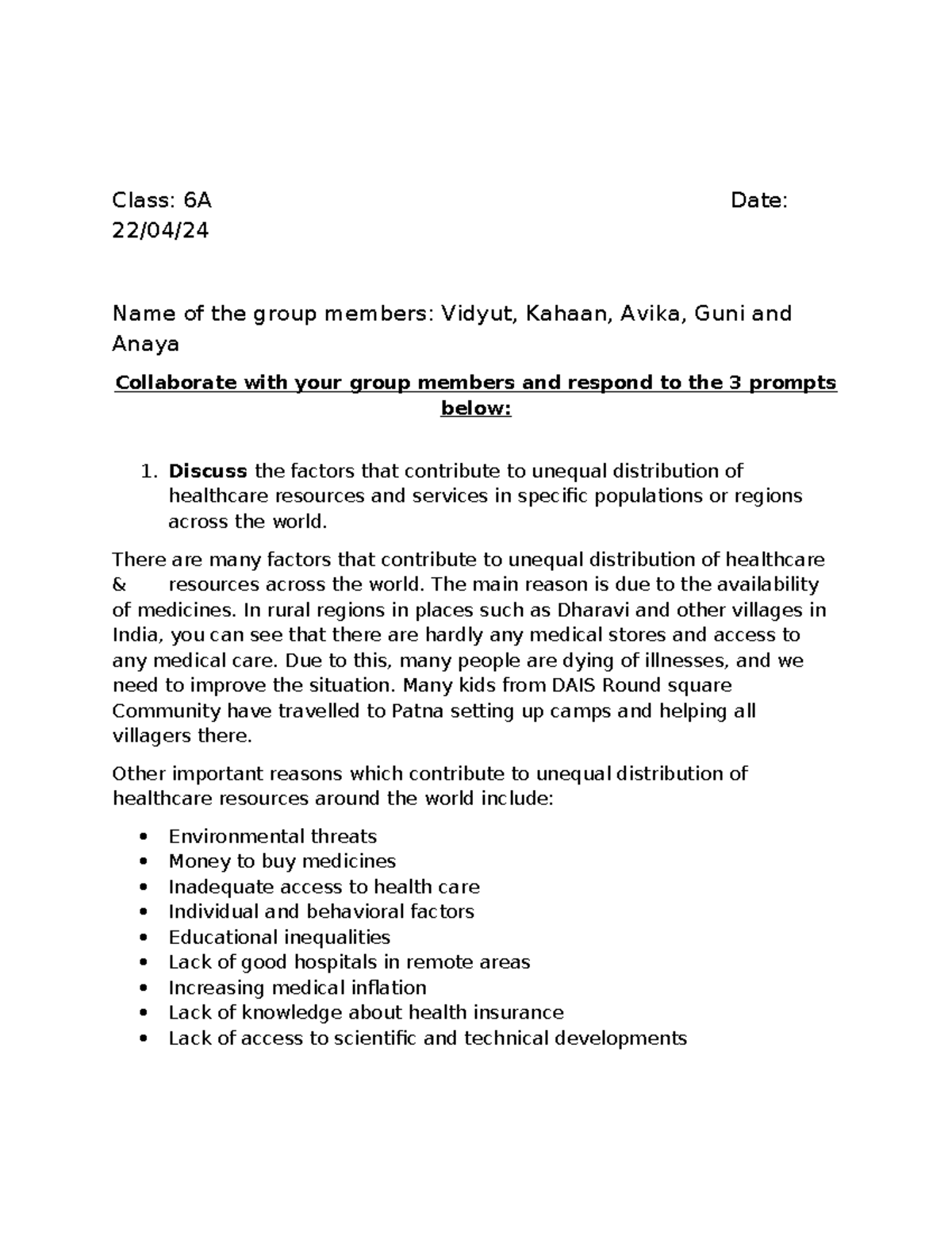 Title: 6A Collaborative Study on Healthcare Inequities and Solutions ...