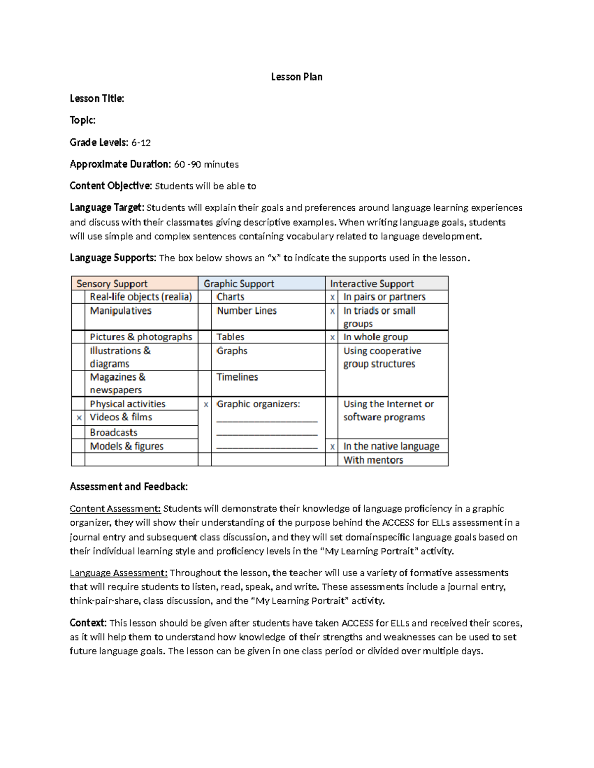Lesson Plan for Language Proficiency (ESOL Methodology) - Studocu