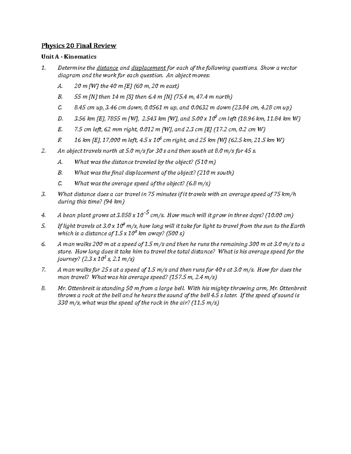 Physics 20 Final Exam Comprehensive Review Notes - Studocu