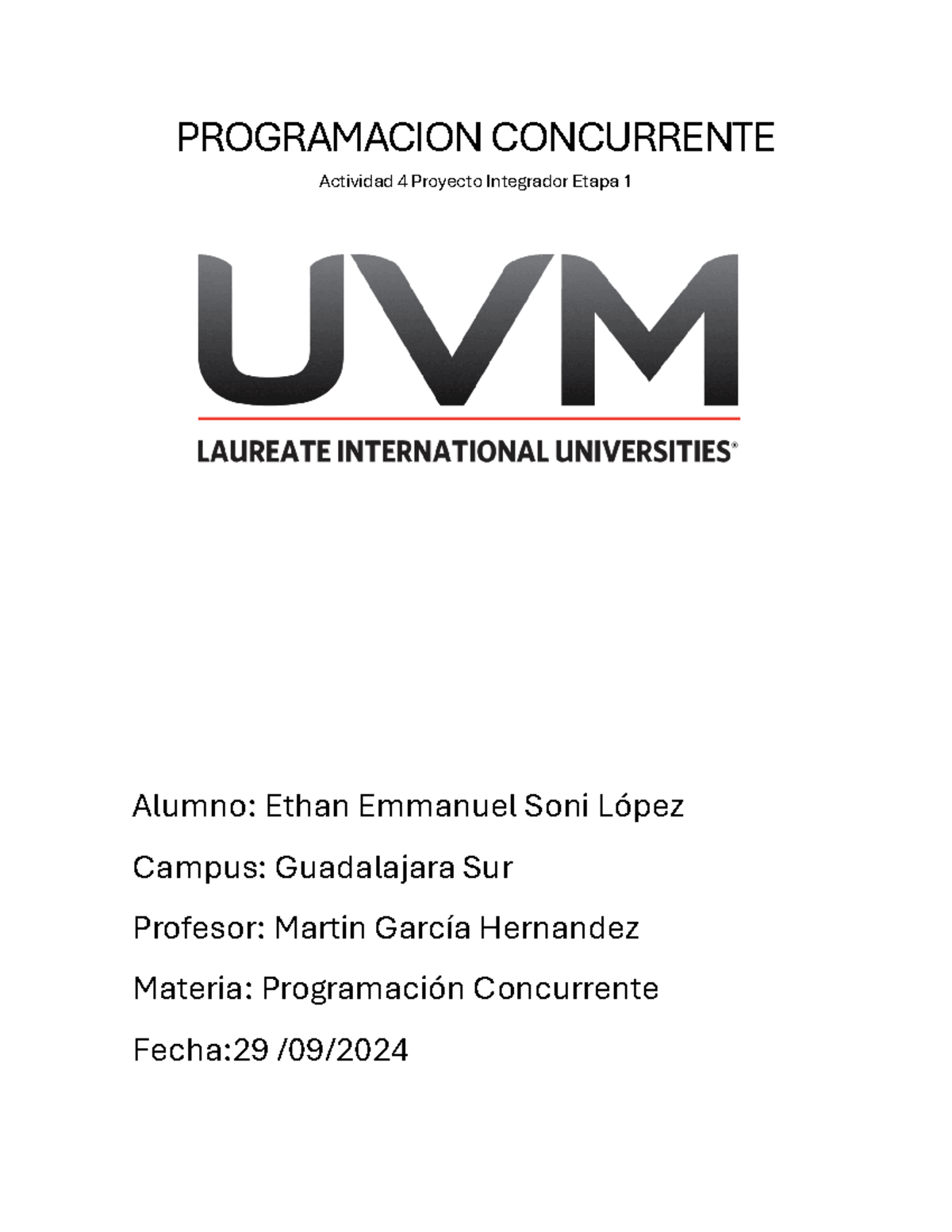 Actividad 4: Proyecto Integrador Etapa 1 en Programación Concurrente - Studocu