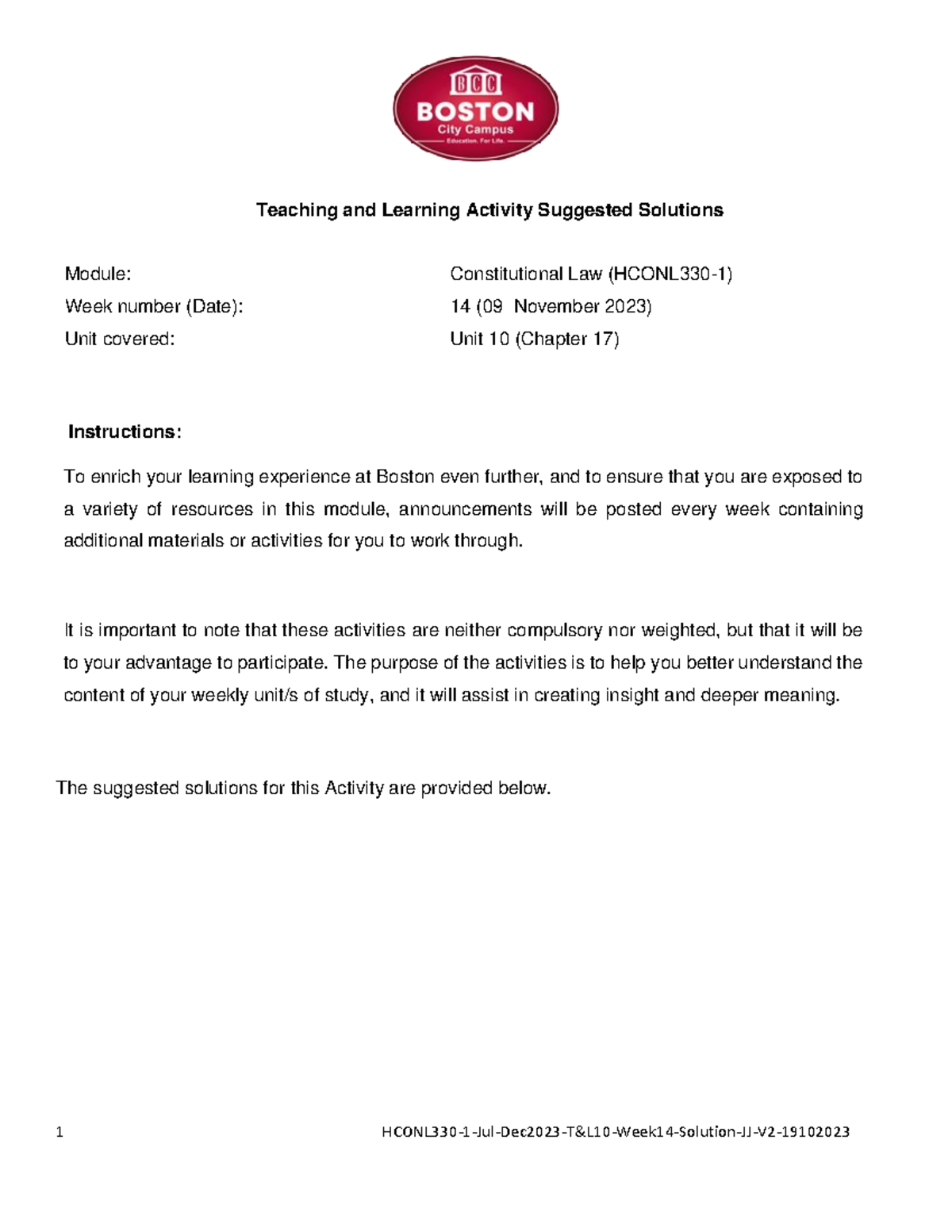 Hconl 330-1-Jul-Dec2023-T&L10-Week 14-Solution-JJ-V2-19102023 - Module ...